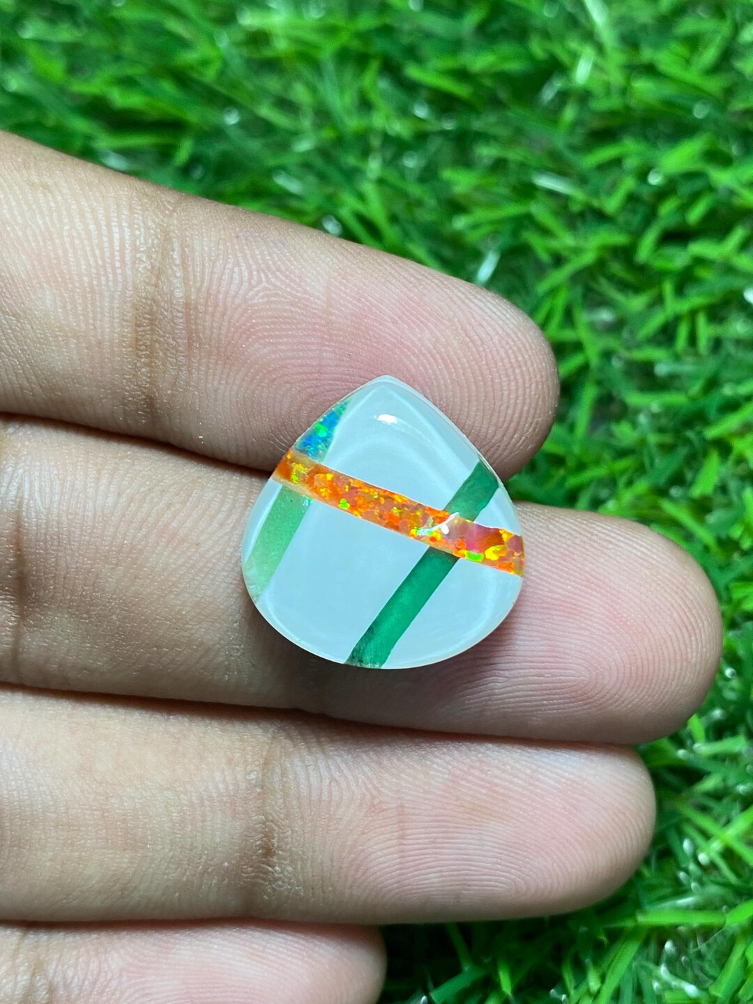 Lab-created Gilson Opal: Heart Cabochon Gemstone, 18x18x6.50mm - Etsy