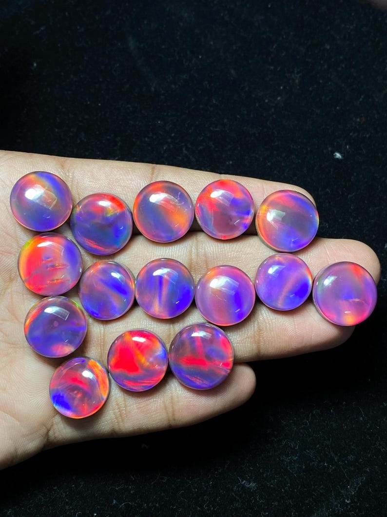 Lab Created Aurora Opal Doublet Cabochon: Flat Back, Round (8-20 MM) - Etsy