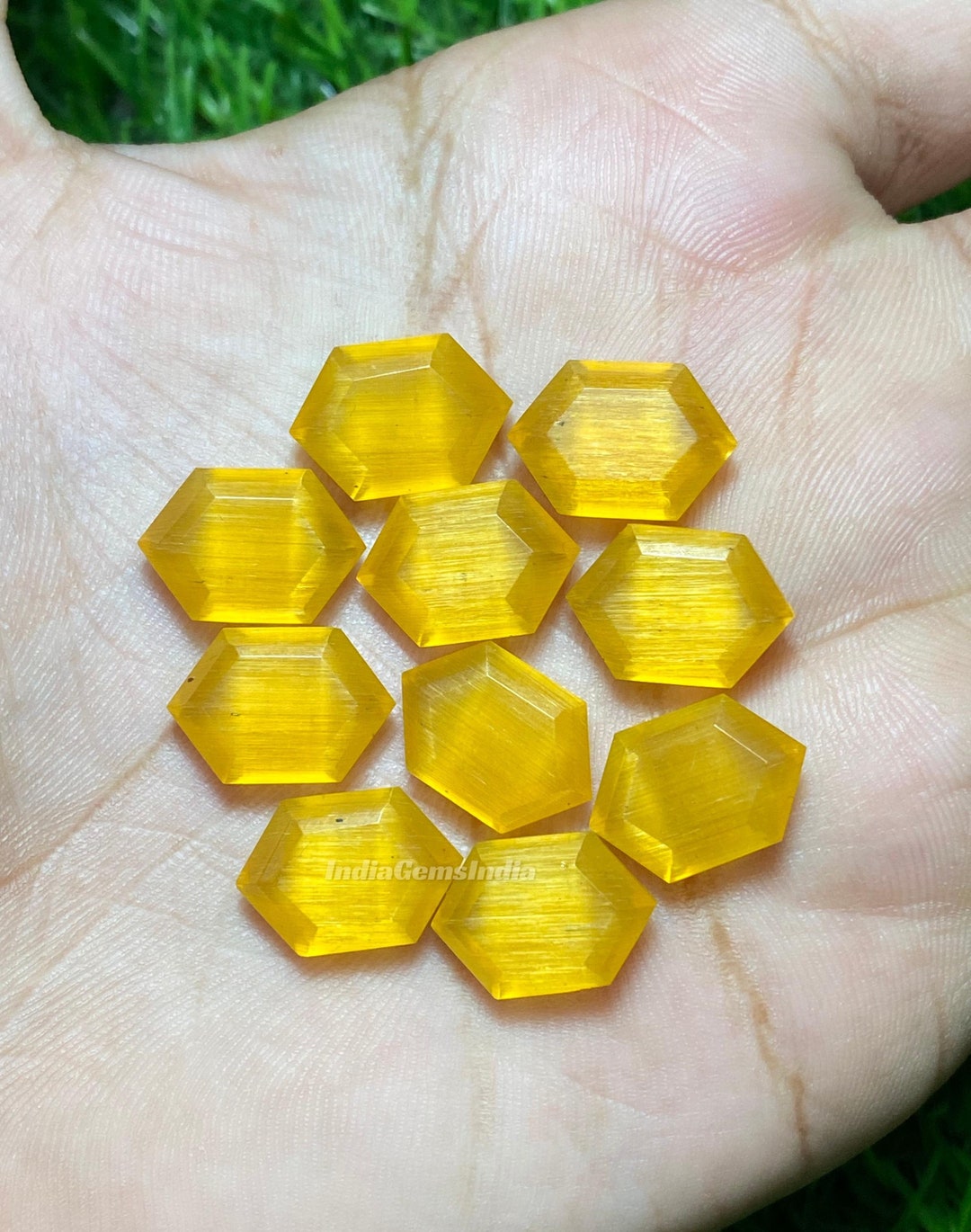 Ultimate Yellow Color Glass Monalisa Faceted Step Cut Stone Size 10x15 ...