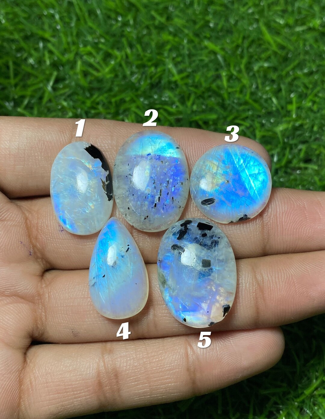 First Class !!! Multi Blue Flashy Rainbow Moonstone Cabochon Smooth ...