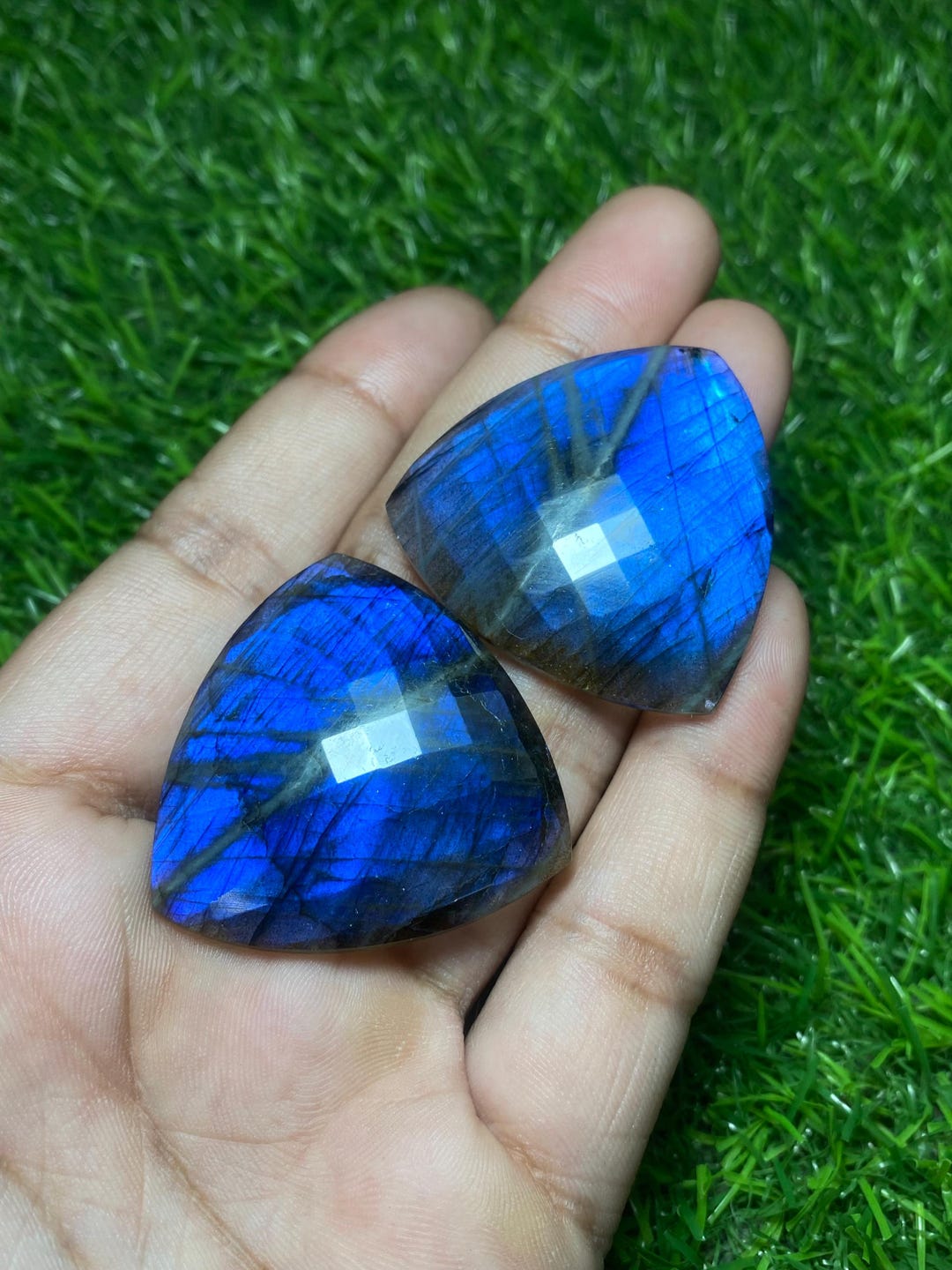 Blue Labradorite Trillion Stone: Checker Cut Cabochon (39x7 MM) - Etsy