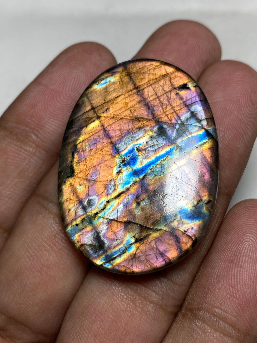 Oval Spectrolite Labradorite Cabochon: Purple Flashy Gemstone for DIY ...