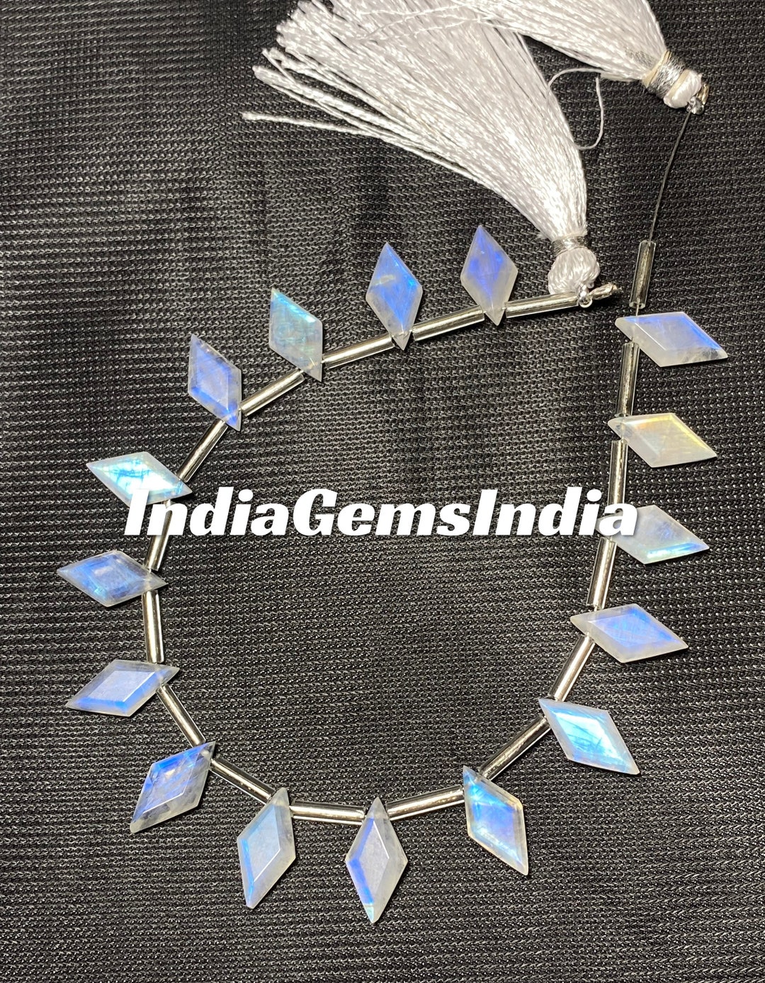 16 Pieces Rainbow Moonstone Beads Both Side Step Cut Faceted Fancy ...