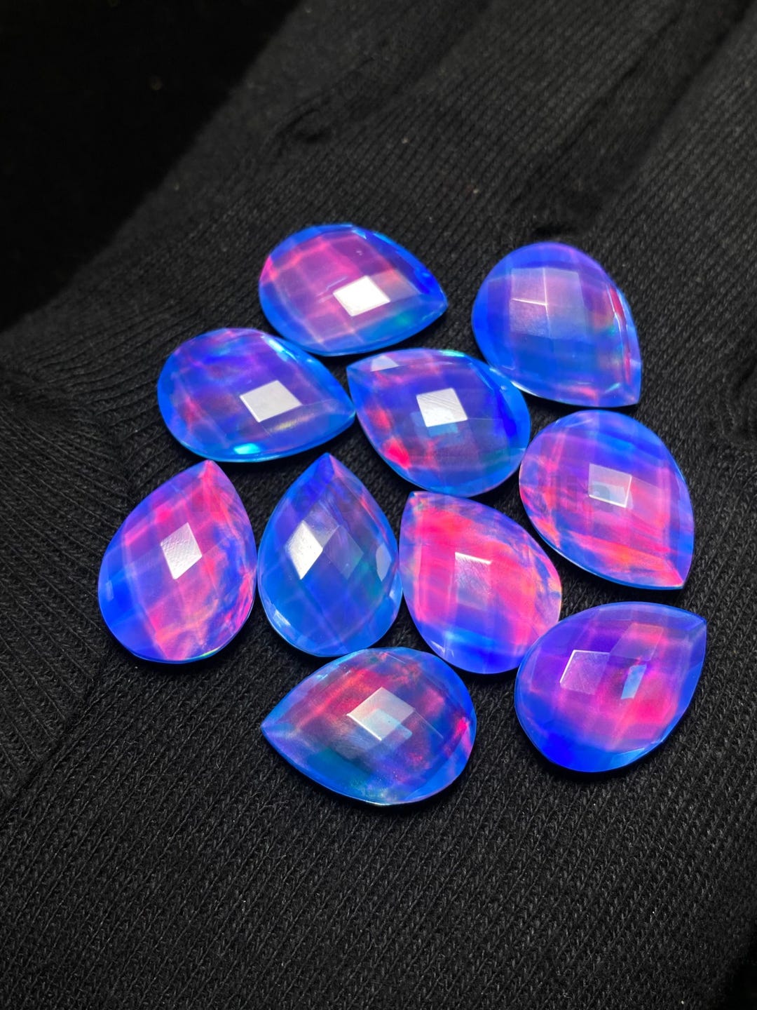 Luxury Aurora Opal Pear, Faceted Checker Cut Crystal Doublet, High End ...