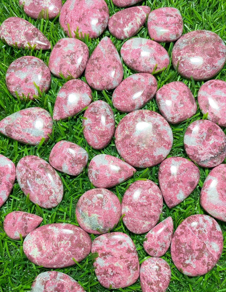 AAA Thulite Cabochon Lot: Natural Polished Gemstones for Jewelry Making ...