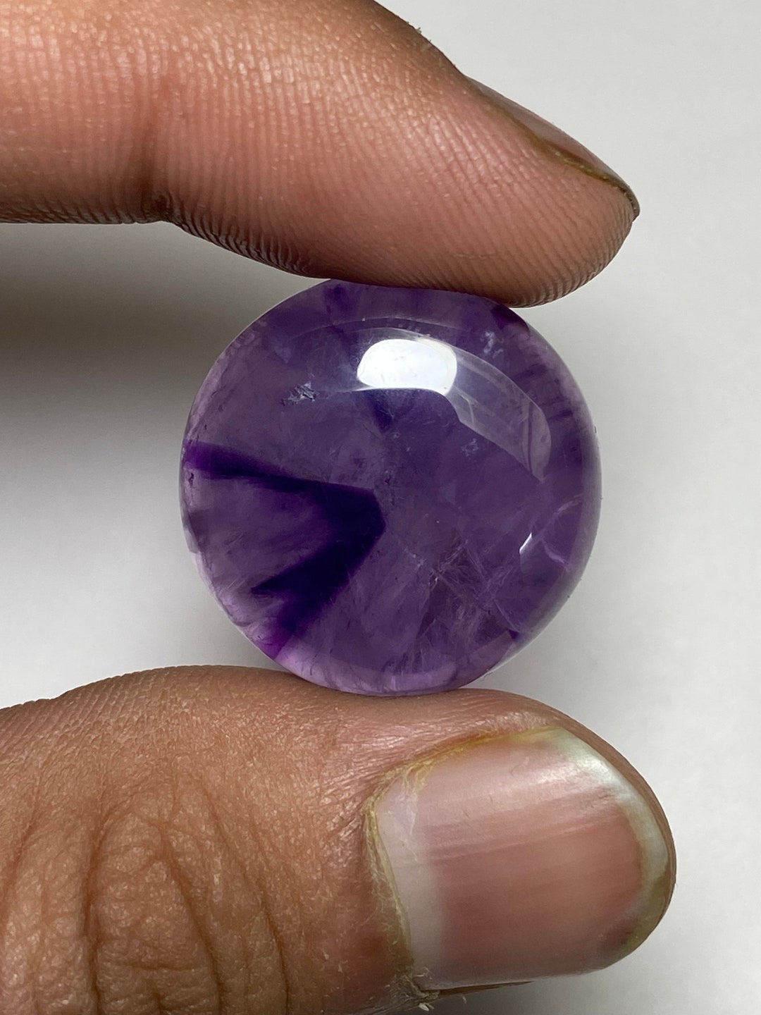 Purple Trapiche Amethyst Cabochon: Round Loose Gemstone (23.50x7.50 MM ...
