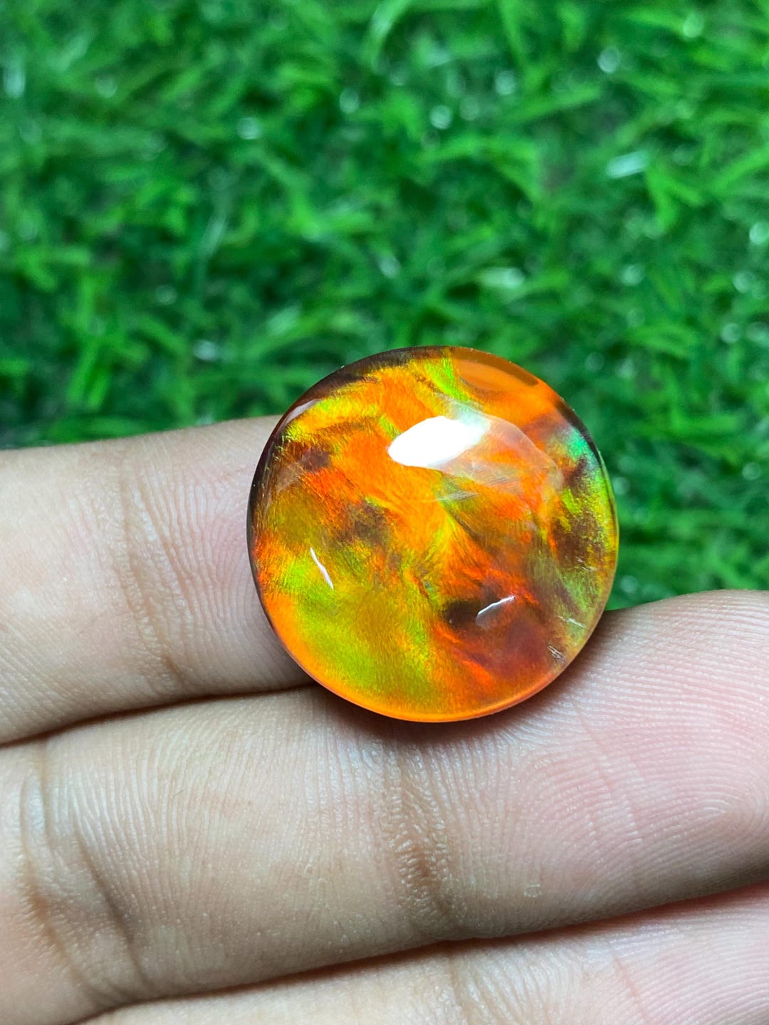 Aurora Opal Cabochon: 19.10 Carat Round Gemstone, 20x6.50mm - Etsy