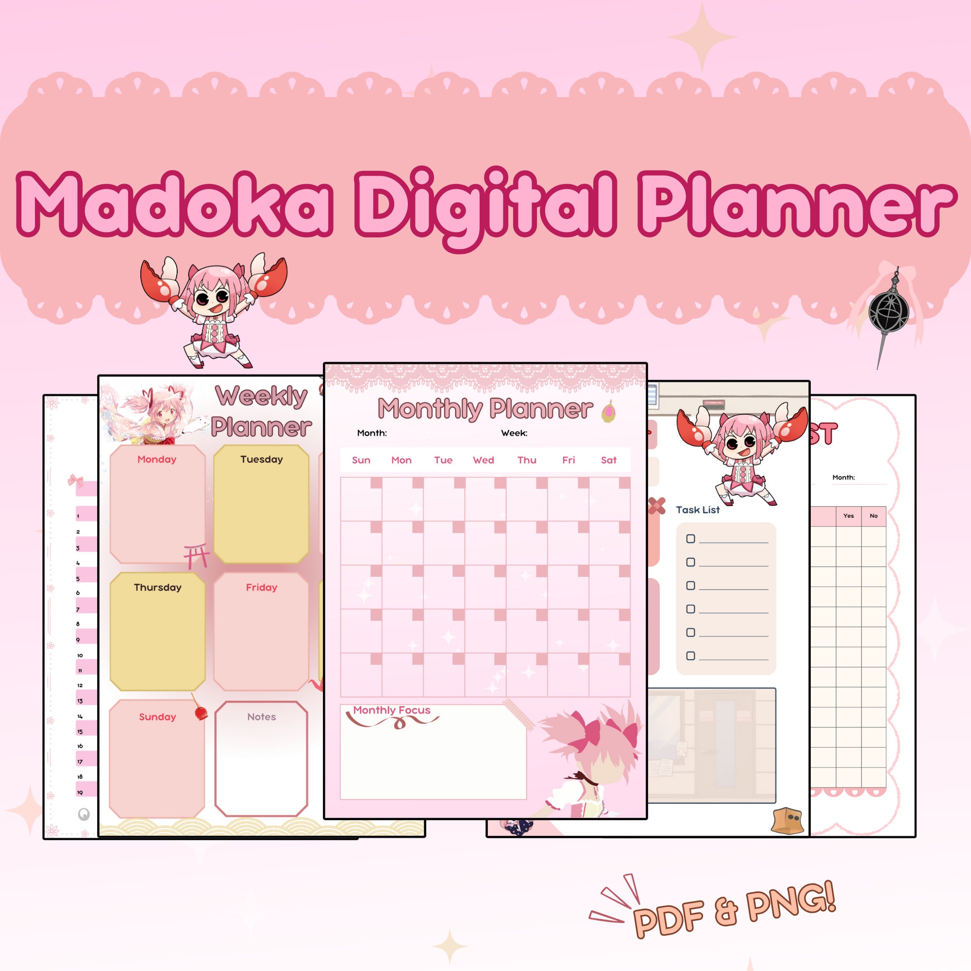 MADOKA MAGICA Digital Planner Journal, Magical Girl Mahou Shoujo ...