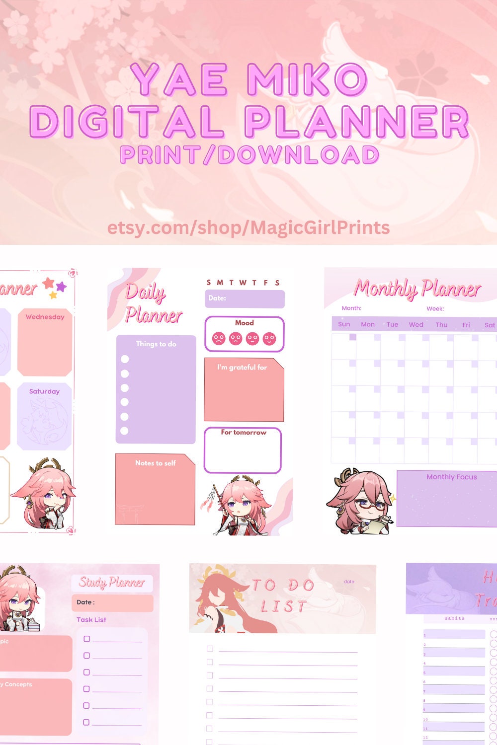 YAE MIKO Genshin Impact Digital Planner Download, Yae Miko Digital ...