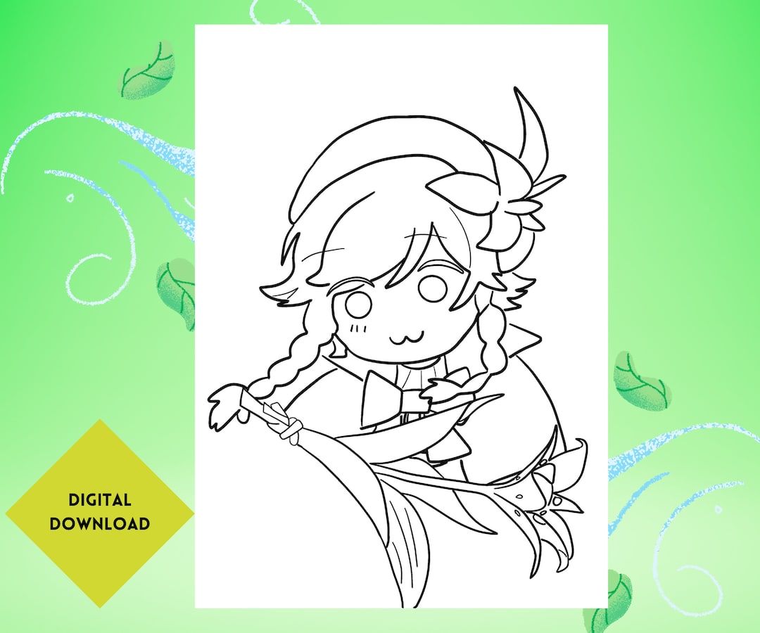 Venti Genshin Impact COLORING Page, Anime Coloring Pages, Genshin ...