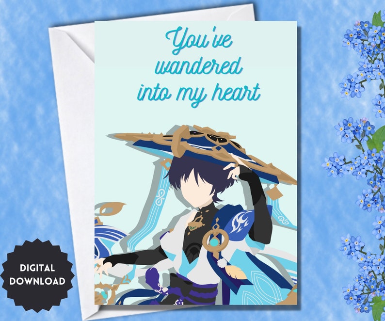 Wanderer Scaramouche Greeting Card, Genshin Impact Birthday Card ...