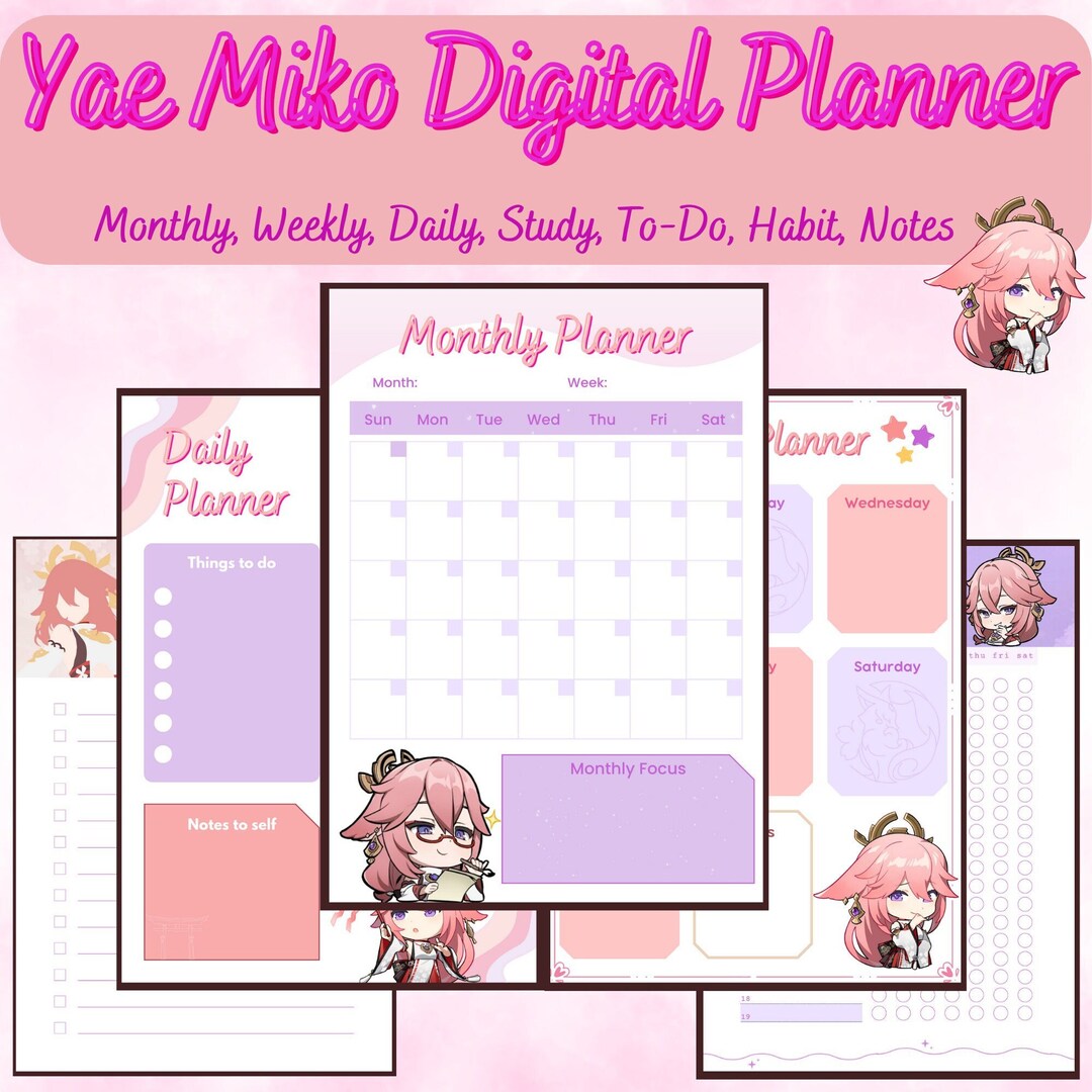 YAE MIKO Genshin Impact Digital Planner Download, Yae Miko Digital ...