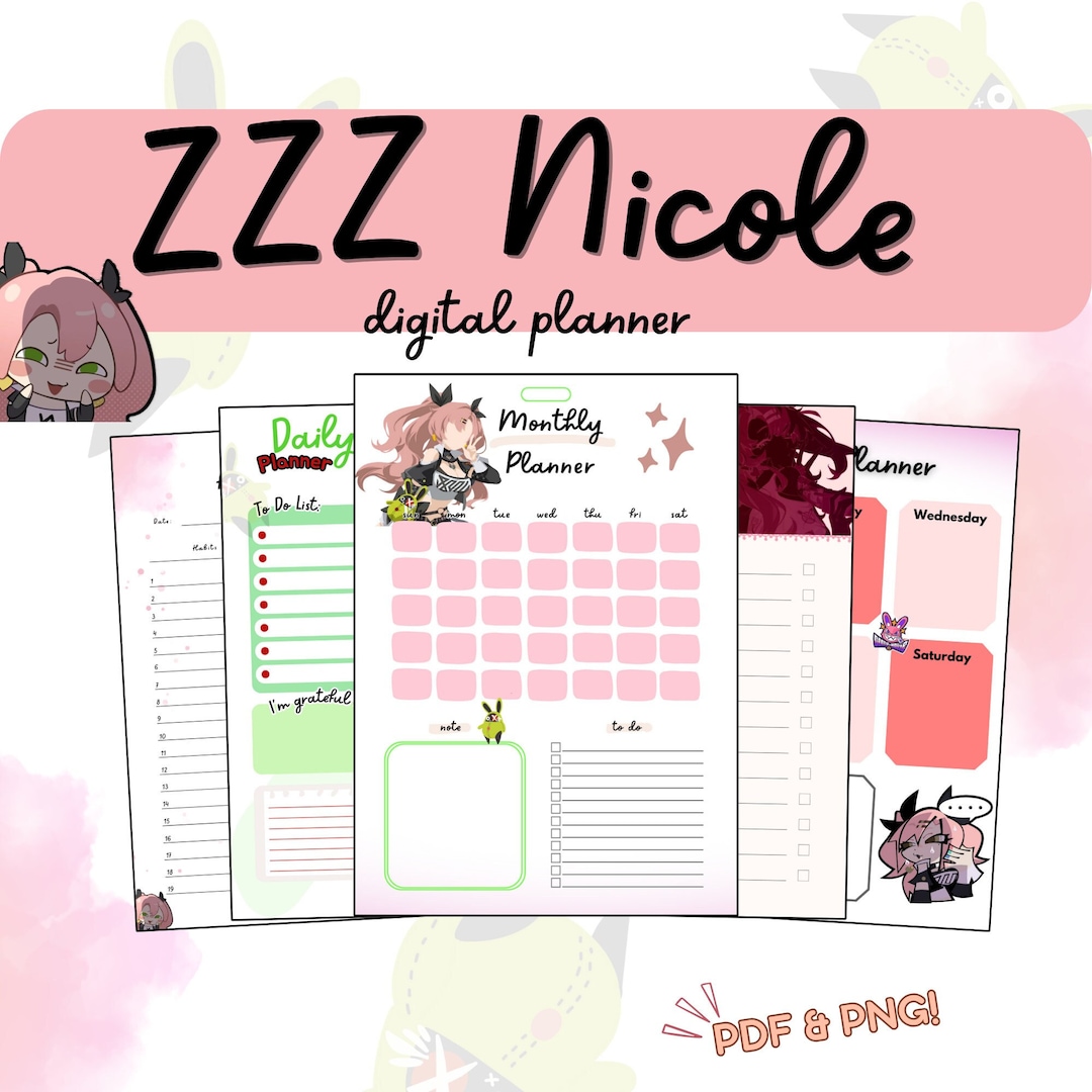 ZZZ Nicole Demara DIGITAL Planner, Zenless Zone Zero Digital Diary, Zzz ...