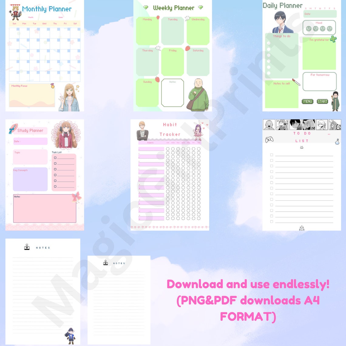 Video Game Anime Inspired Digital Planner, Otaku Inspired Planner ...