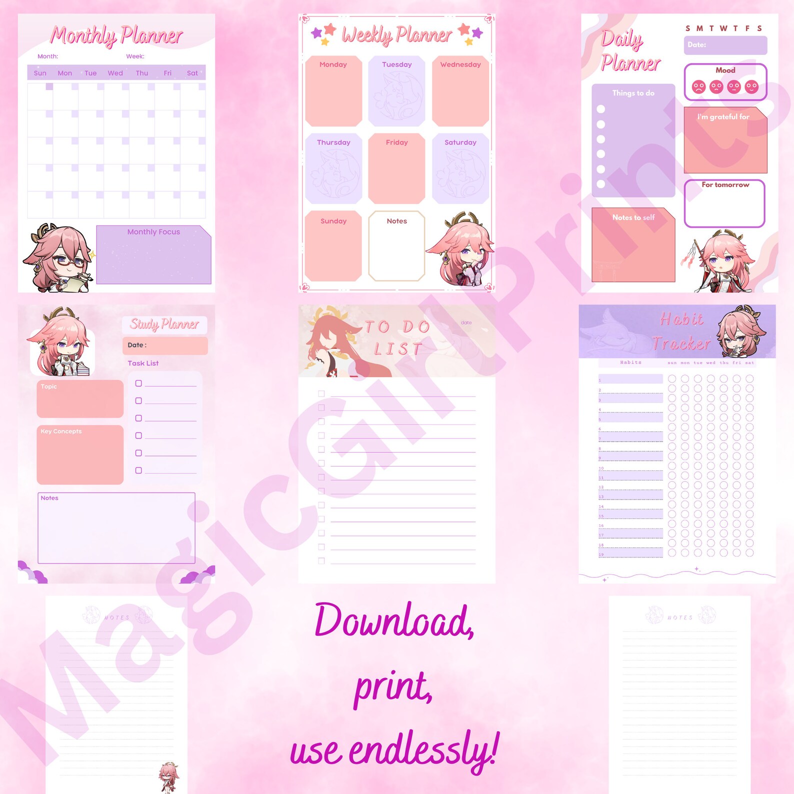 YAE MIKO Genshin Impact Digital Planner Download, Yae Miko Digital ...