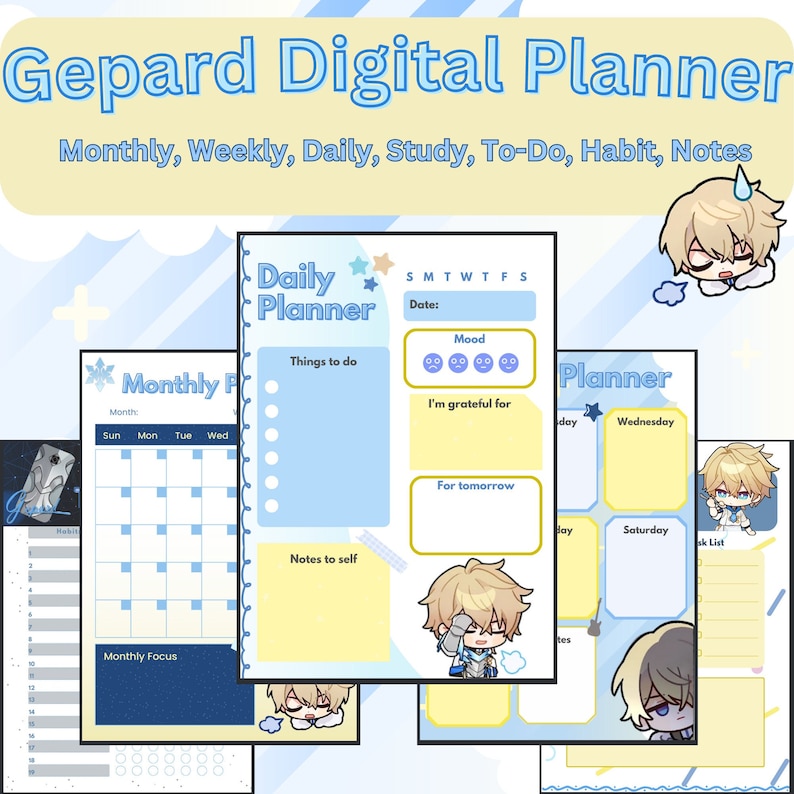 GEPARD HONKAI STARRAIL Digital Planner, Starrail Gepard Digital ...