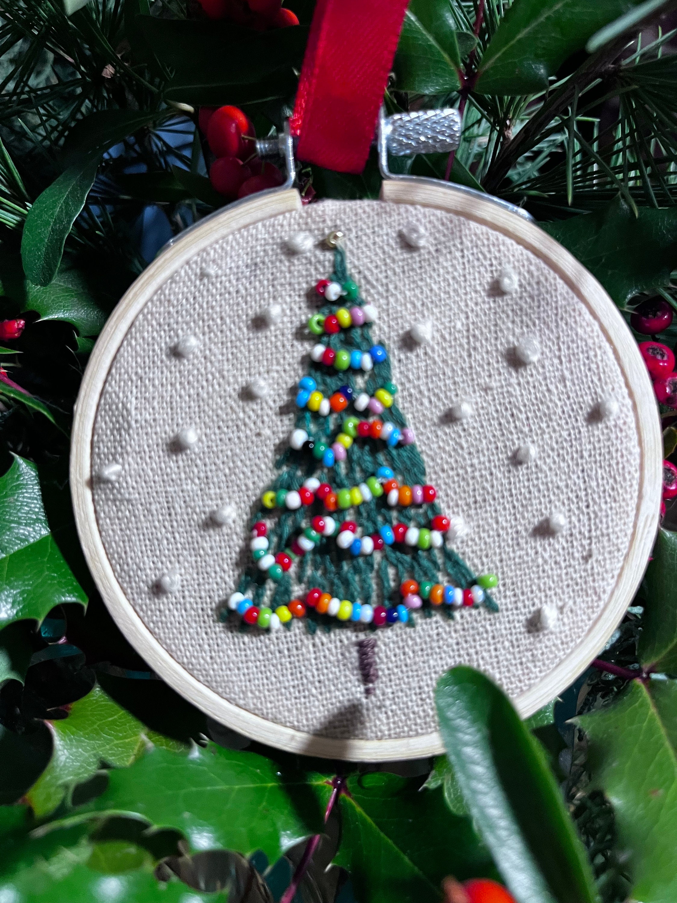 Embroidered Beaded Christmas Tree Ornament - Etsy