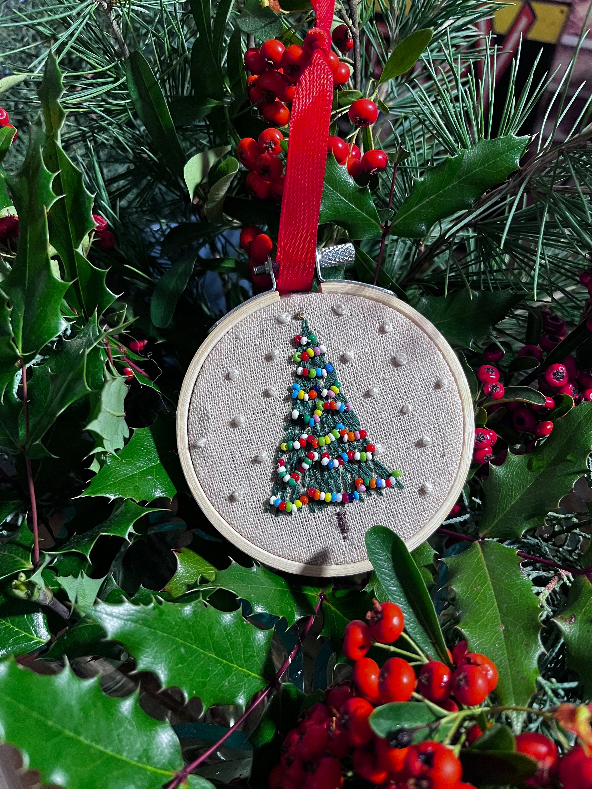 Embroidered Beaded Christmas Tree Ornament - Etsy