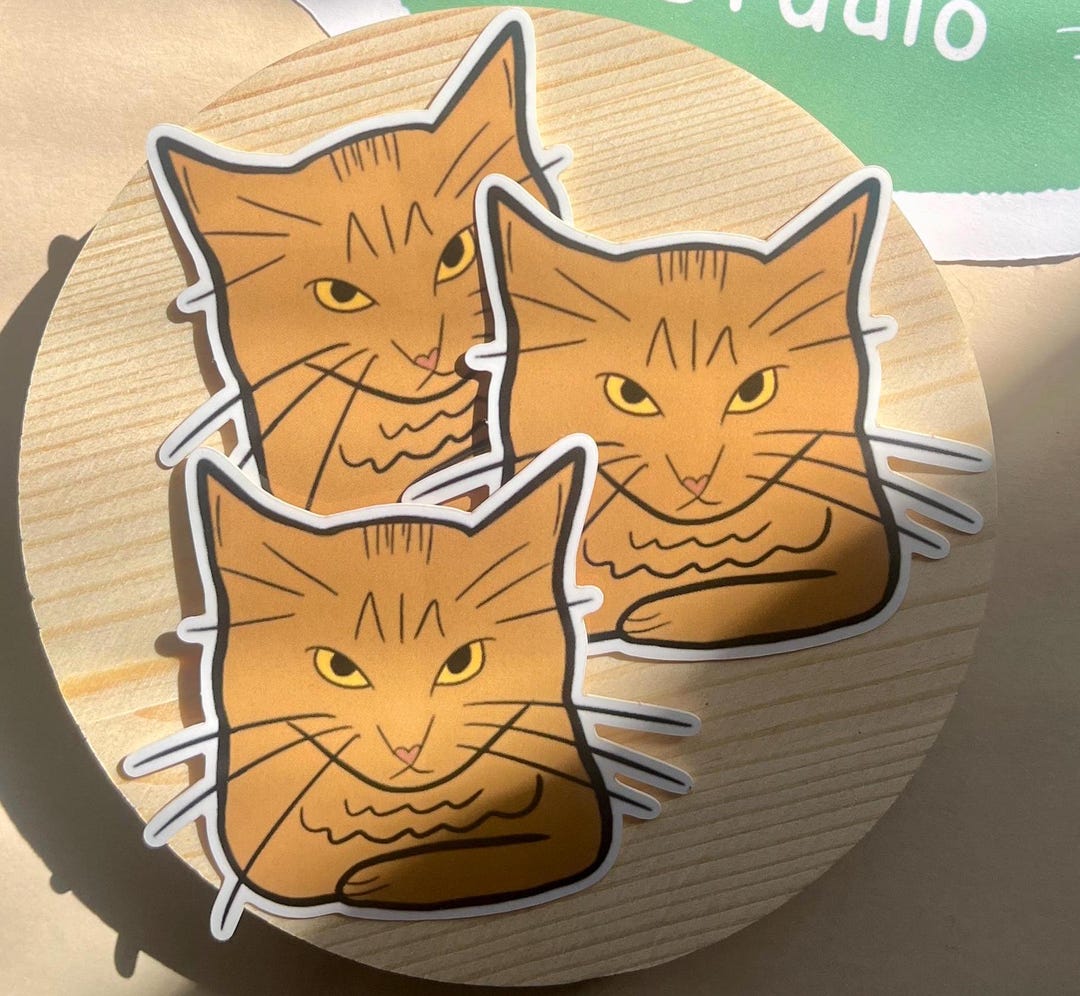 Cat Head Sticker / IDC / Stickers / Water Bottle Sticker / Cute Sticker ...