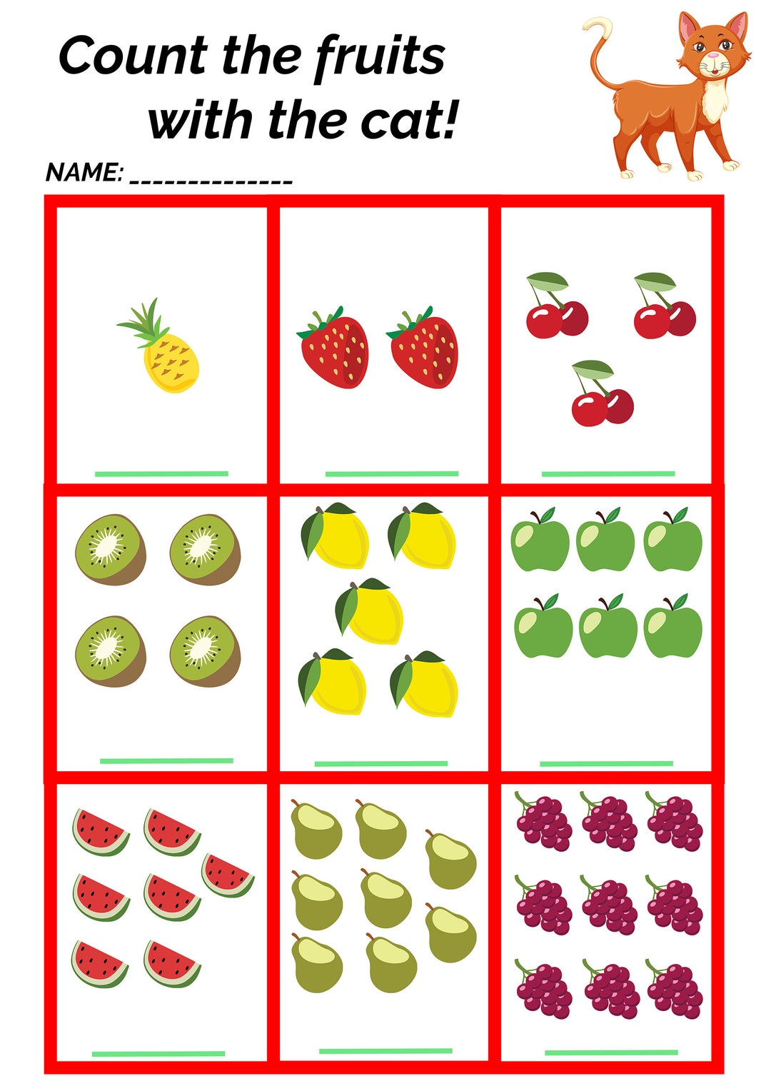 Basic Mathematics Fruit Count for Children 3 - 6 Years Old Homeschool ...