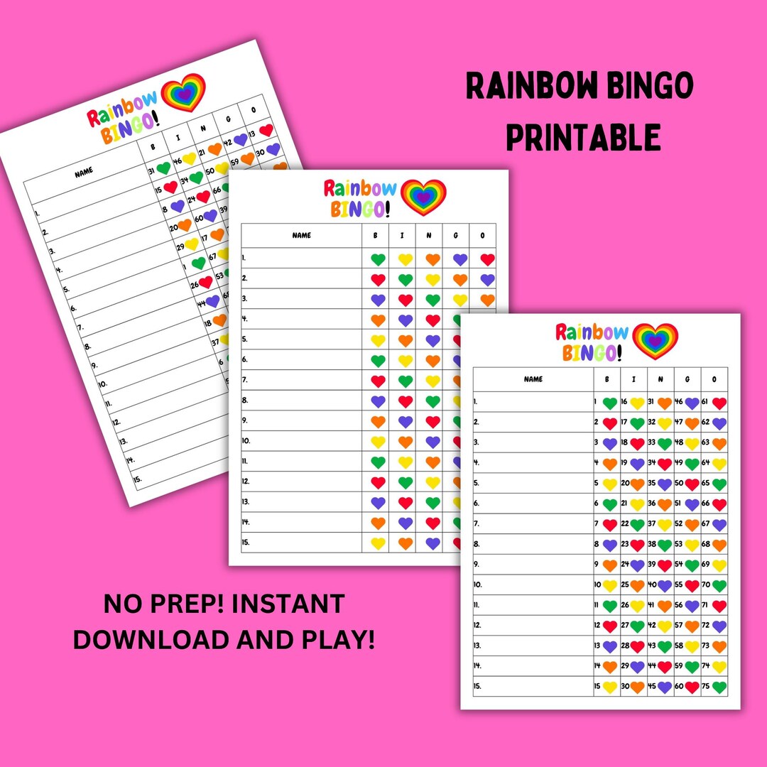 Rainbow Bingo | Bingo Game | Bingo Cards | Bingo Boards | Digital Bingo ...