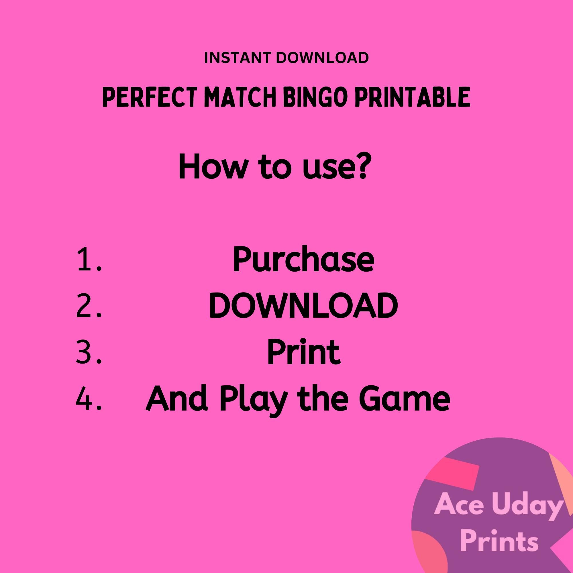 Perfect Match Bingo – 3 Pack Printable Game Cards | Romantic Icebreaker ...