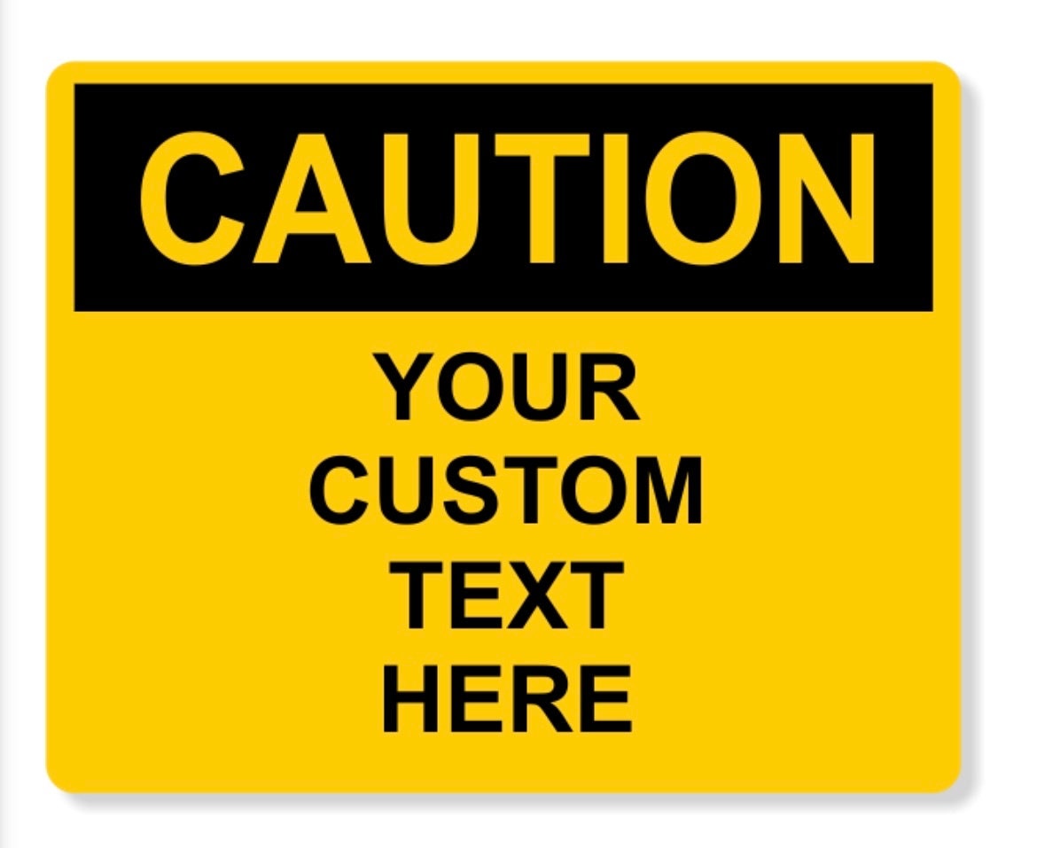 Caution Custom Vinyl Sticker: Custom Decal, Caution Sticker, Caution ...