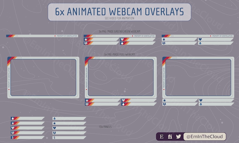 STARFIELD Stream Pack 121 Assets. Animated, Overlays, Badges, Webcam - Etsy