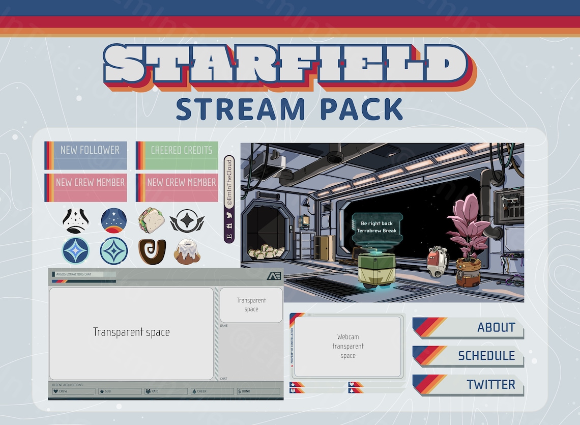 STARFIELD Stream Pack 121 Assets. Animated, Overlays, Badges, Webcam - Etsy