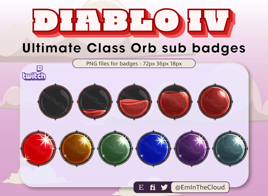 11x Diablo IV Class Orbs Sub/bit Badges for Twitch - Etsy