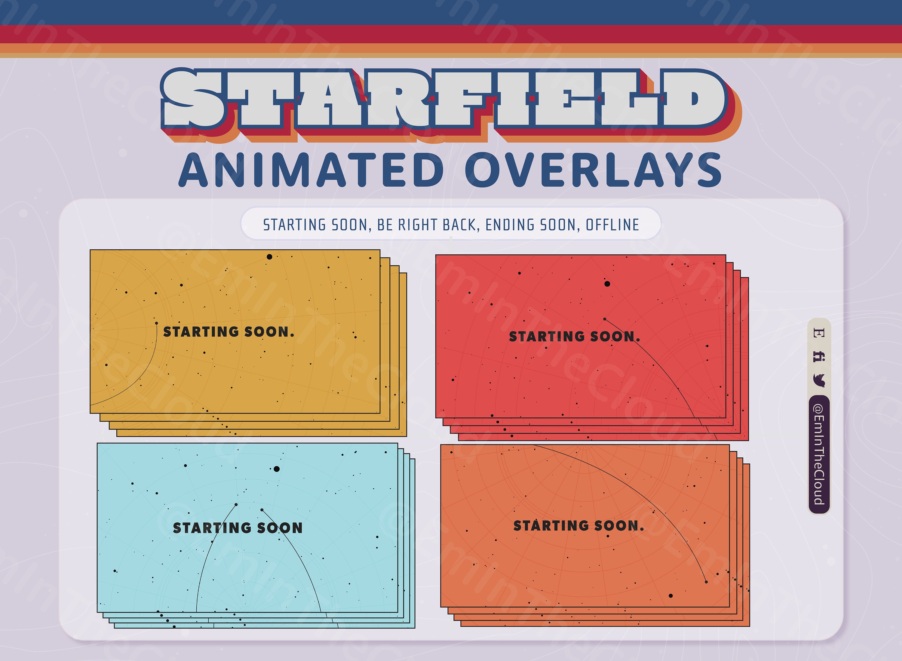 Starfield Animated Overlays Starting Soon Be Right Back Ending Soon 4999