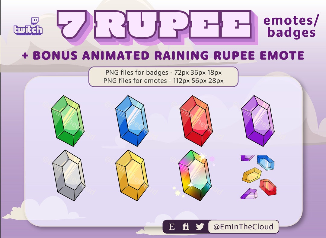 Zelda Rupees Twitch Badge Emotes - Animated Raining Rupee Emote - Etsy