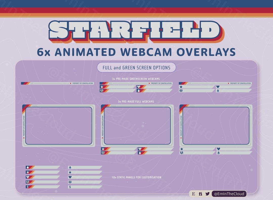 STARFIELD 6x Animated Webcam Overlays Greenscreen - Etsy UK
