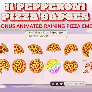11x Pepperoni Pizza Twitch Sub/bit Badges Bonus Animated Pizza Emote - Etsy