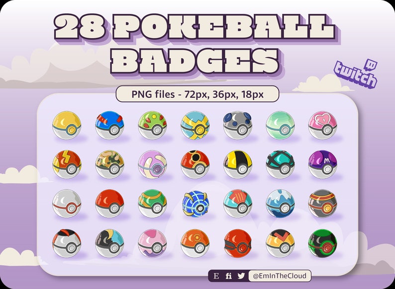 28x Pokemon Pokeball Twitch Badges - Etsy