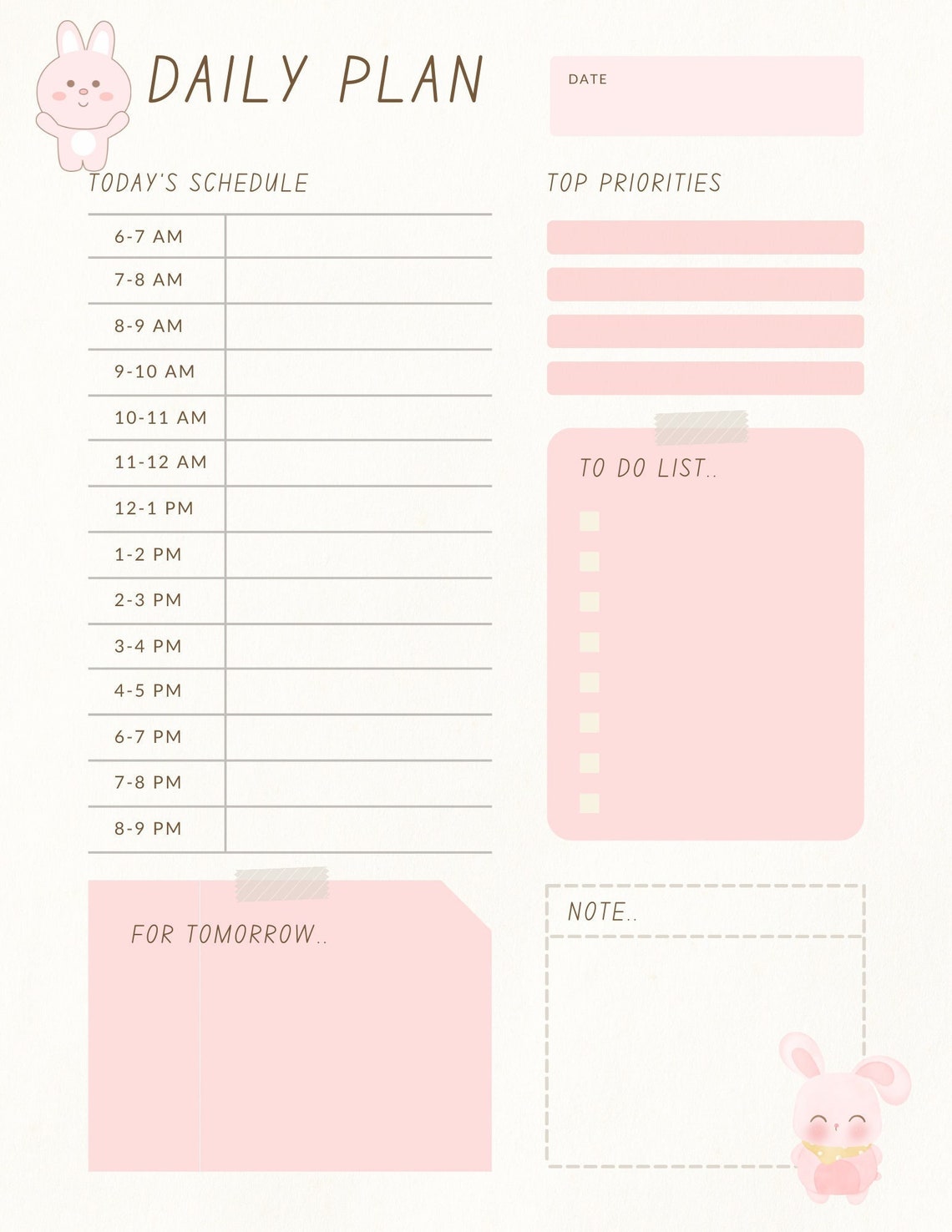 Daily to Do List Printable, Instant Download, Minimal Productivity ...