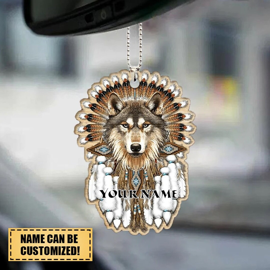2D NOT 3D Personalized Native American Ornament Native Wolf - Etsy