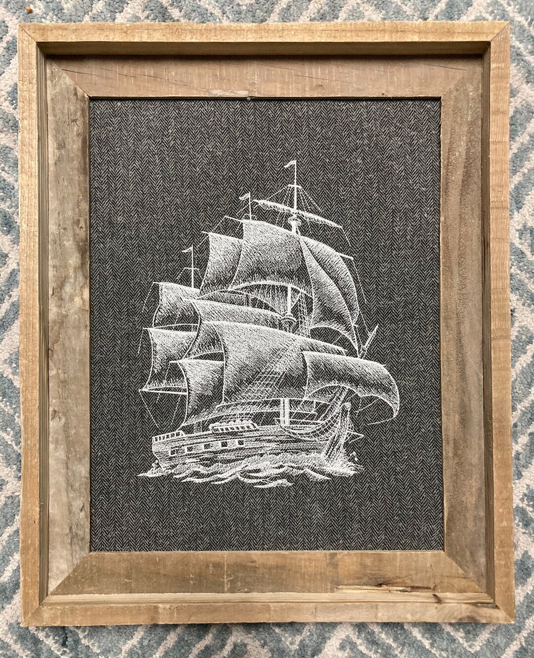 Ship Etching Stitch Art - Etsy
