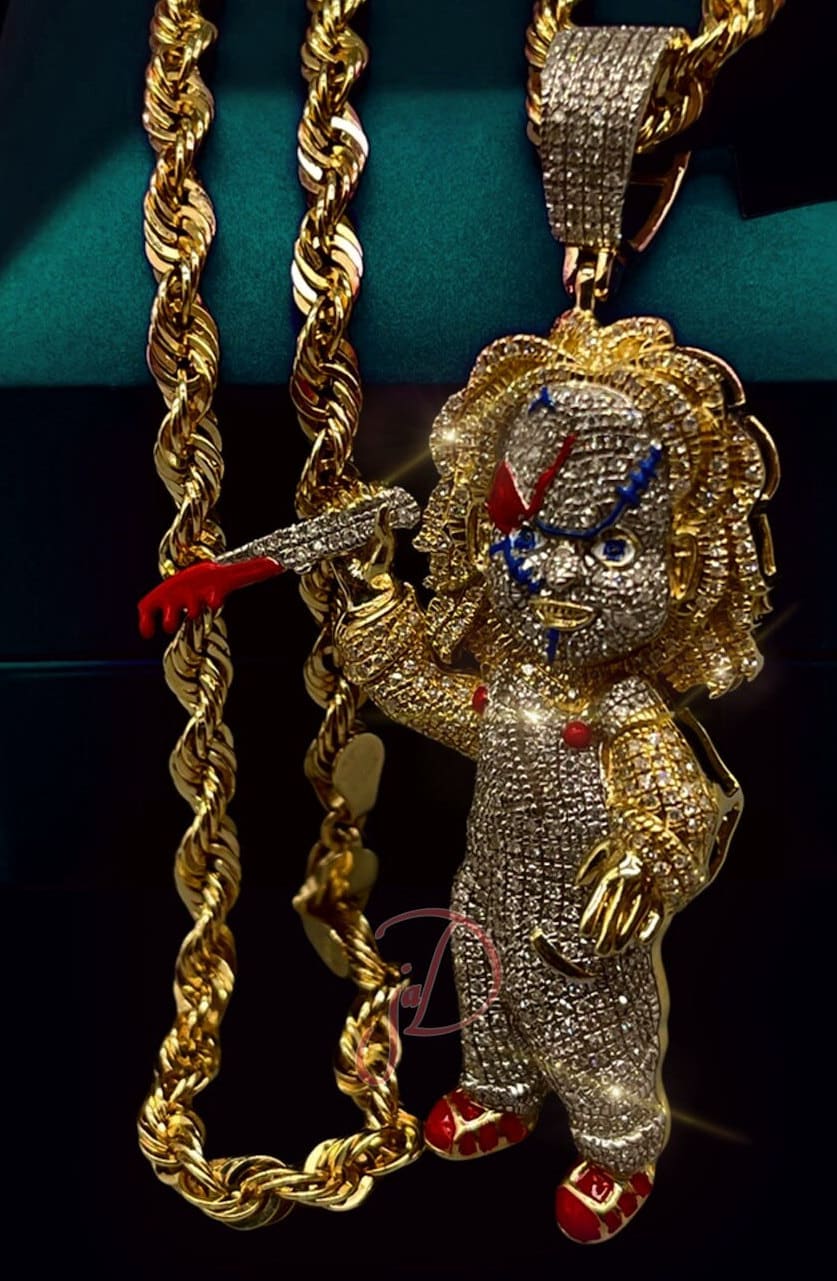 Custom Cartoon Character Chucky 925 Silver 13ct Moissanite Icedout ...