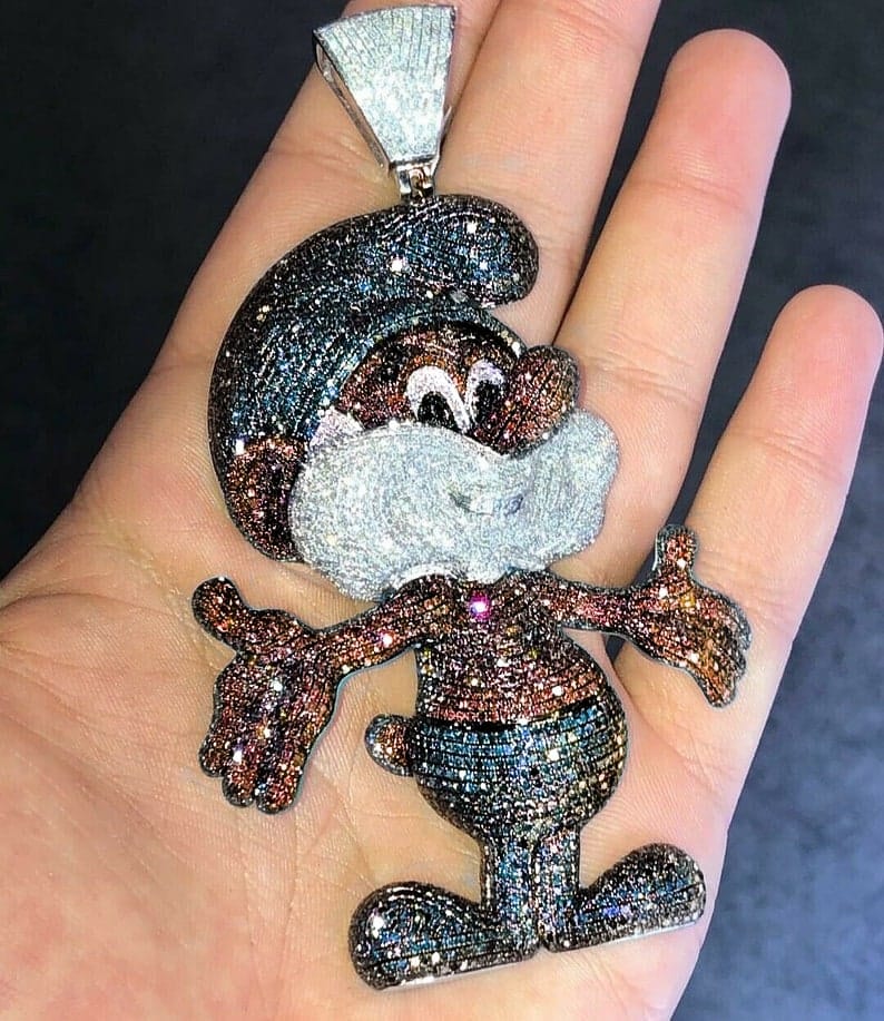 Custom Papa Smurf Pendant, 925 Silver, Moissanite Hip Hop Jewelry - Etsy
