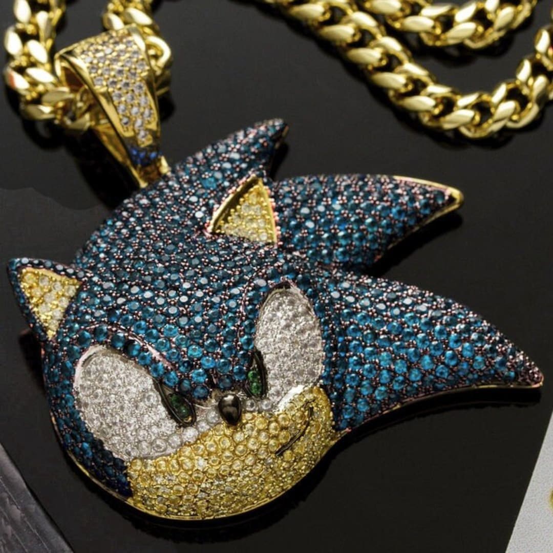 Custom Cartoon Character Sonic Face 925 Silver Moissanite Diamond ...