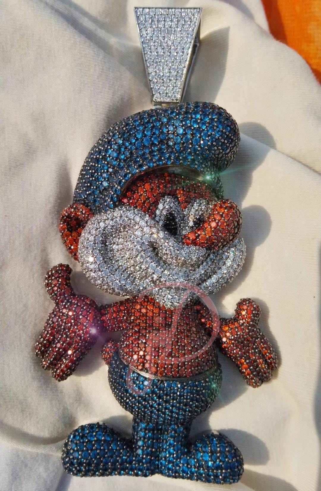 Custom Cartoon Character Smurf 925 Silver 37ct Moissanite Icedout ...