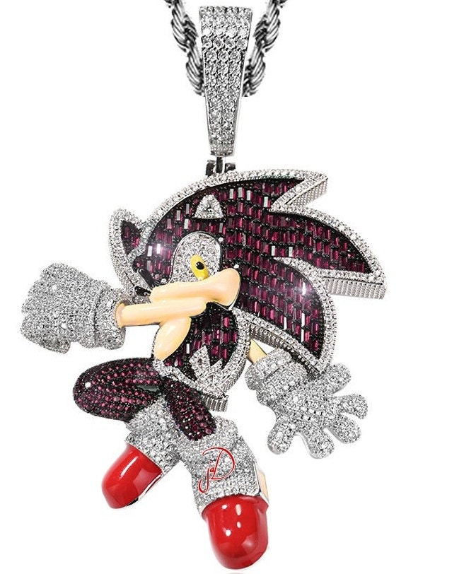 Iced Out Sonic Pendant, 925 Silver, Cubic Zirconia, Hip Hop Jewelry - Etsy