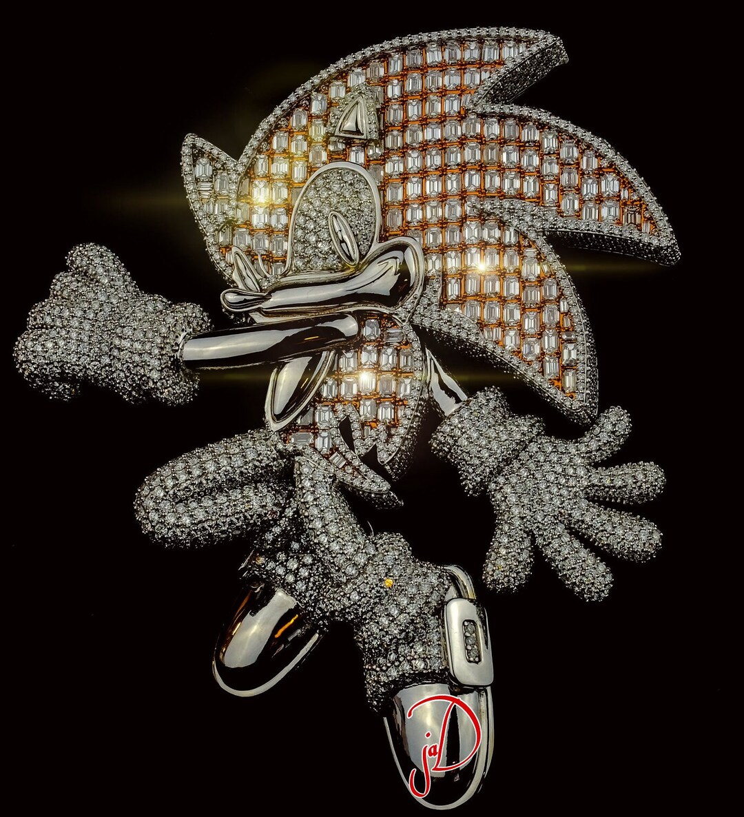 Dibujos animados Sonic The Hedgehog 925 Punta de plata Moissanite ...