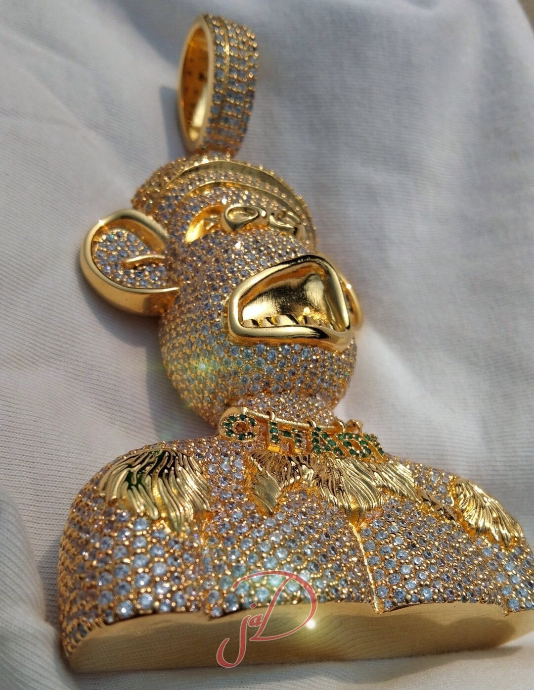 Custom Animal Monkey 925 Silver Moissanite Diamond Iced Out Necklace ...
