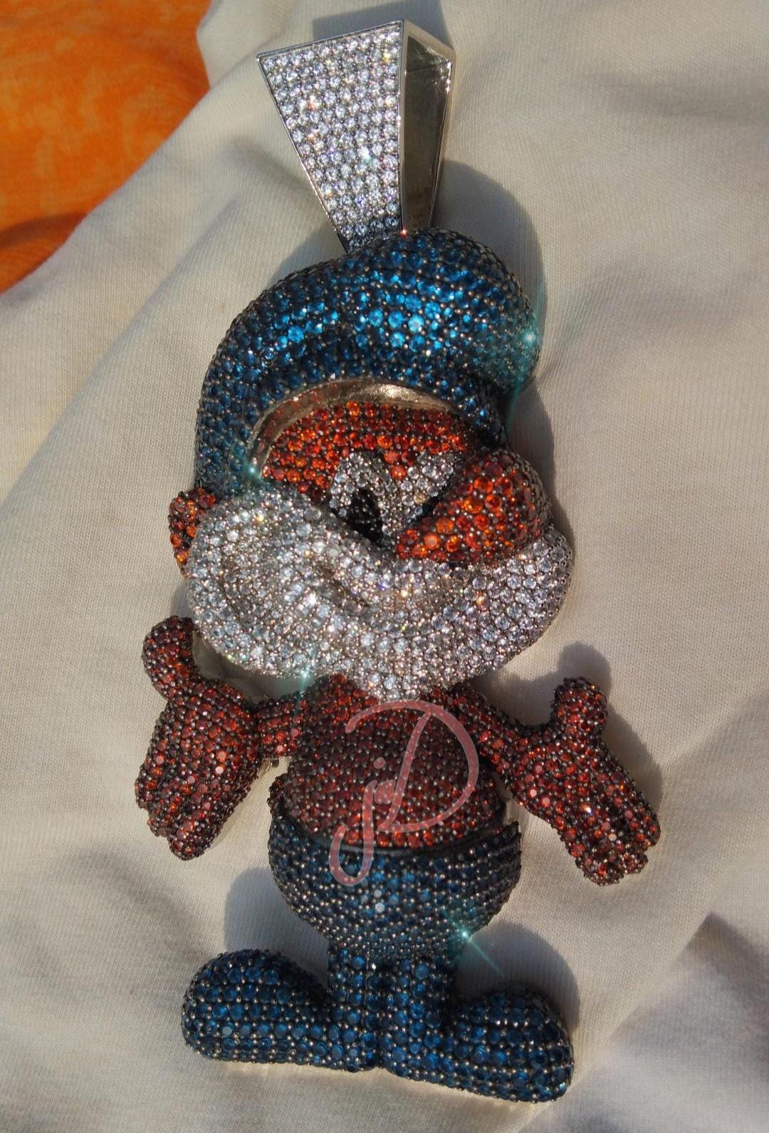 Custom Cartoon Character Smurf 925 Silver 37ct Moissanite Icedout ...