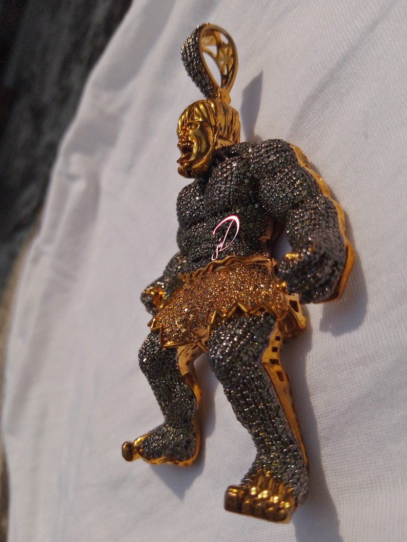 Custom Hulk 925 Silver Prong Moissanite Diamond Iced Out Necklace Hip ...