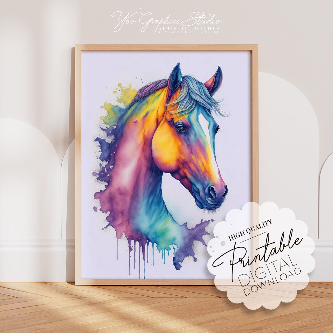 Southwestern Watercolor Horse Printable Wall Art,equestrian Decor Gift ...