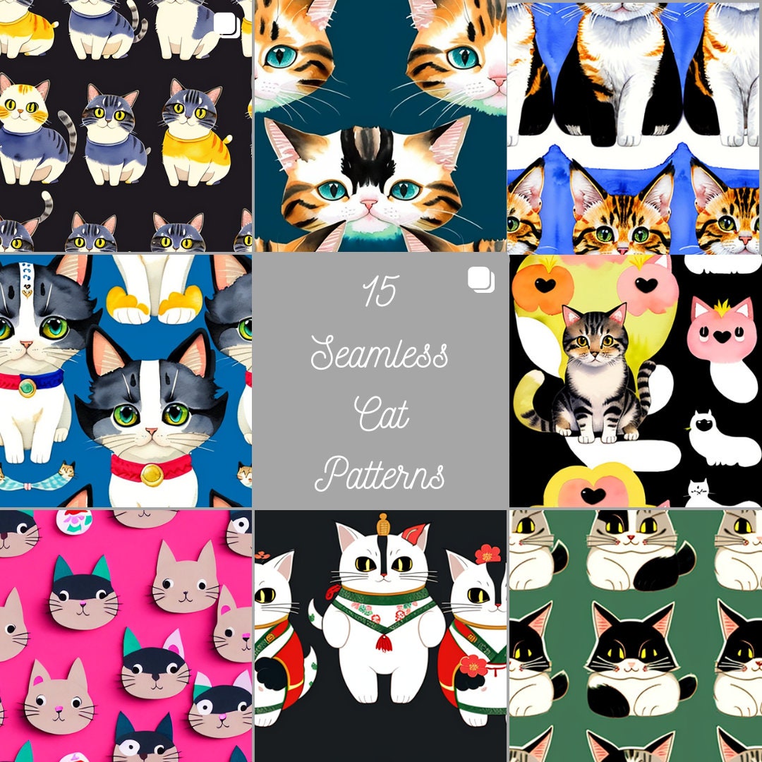 15 Seamless Cat Patterns PNG Format Instant Download for - Etsy Australia