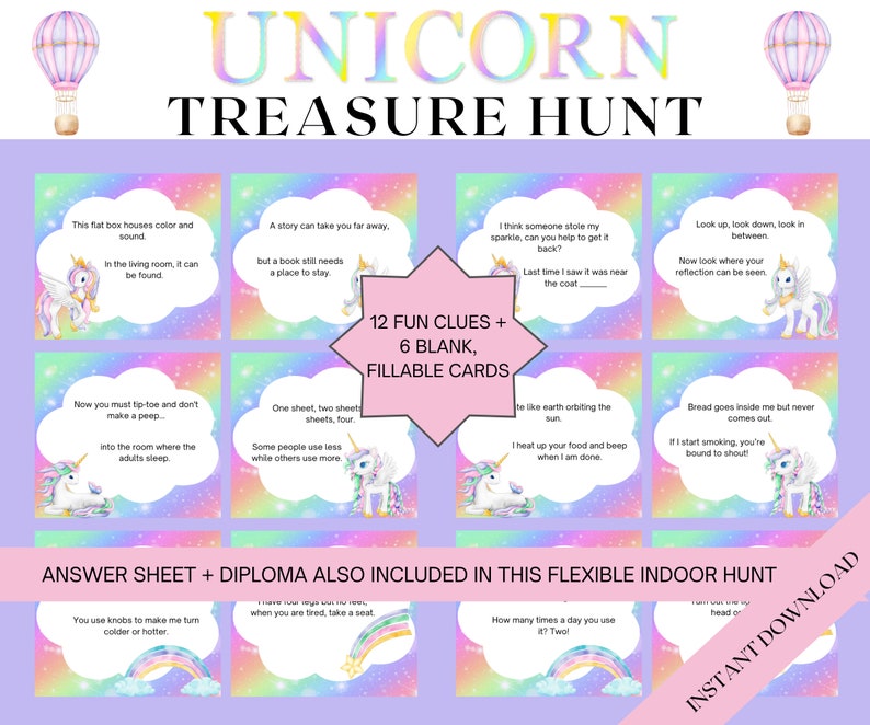The Great Unicorn Scavenger Hunt / Treasure Hunt for Kids - Etsy